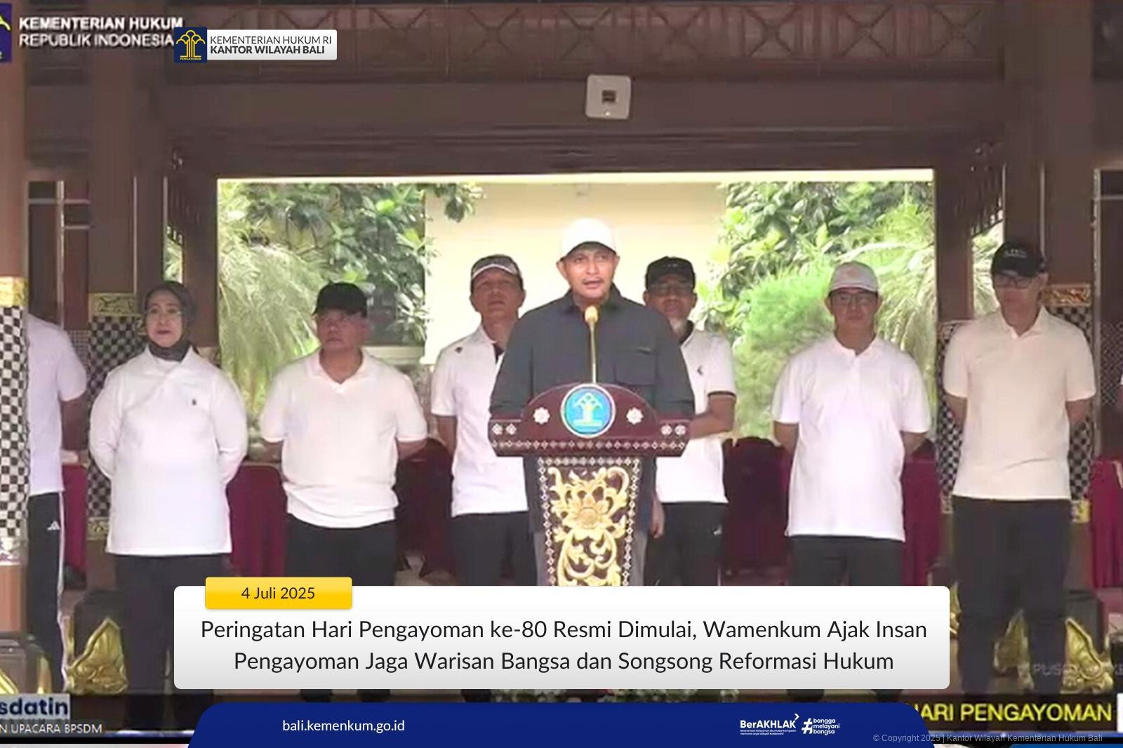 Peringatan Hari Pengayoman ke-80 Resmi Dimulai, Wamenkum Ajak Insan Pengayoman Jaga Warisan ...